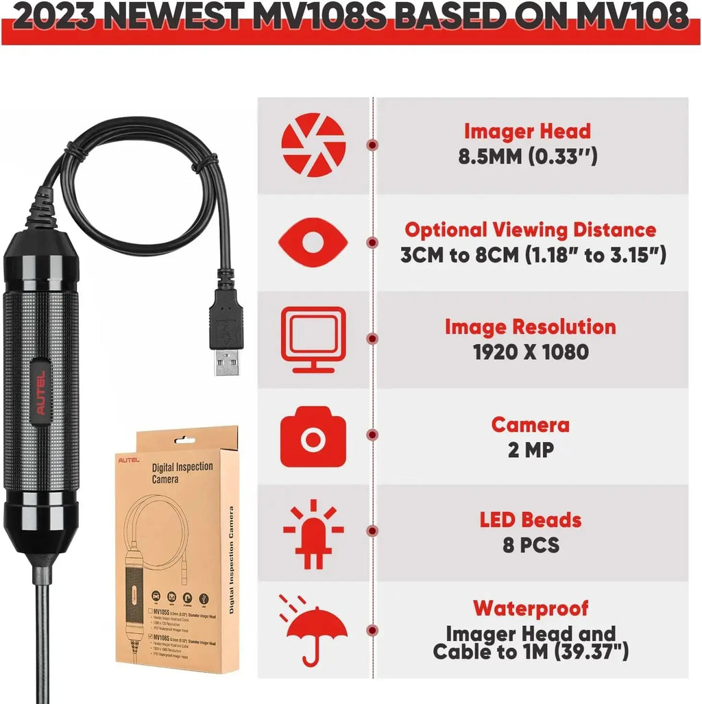 Autel MaxiVideo MV108S Borescope Inspection Camera 2023 Endoscope ...